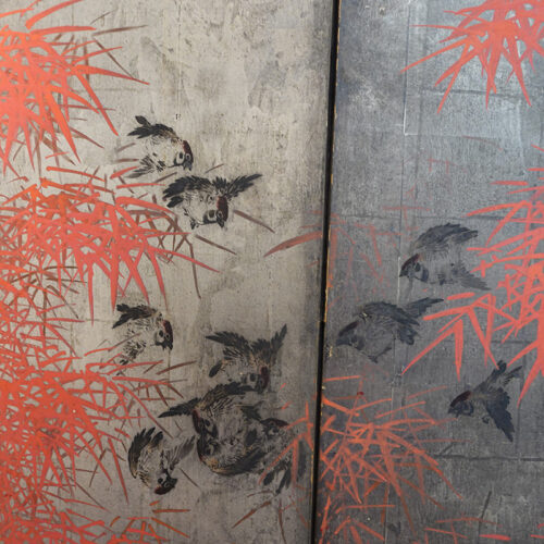 Red Bamboo, Japanese Screen Pair from Taisho Year 13, 1925 – G&K Collection