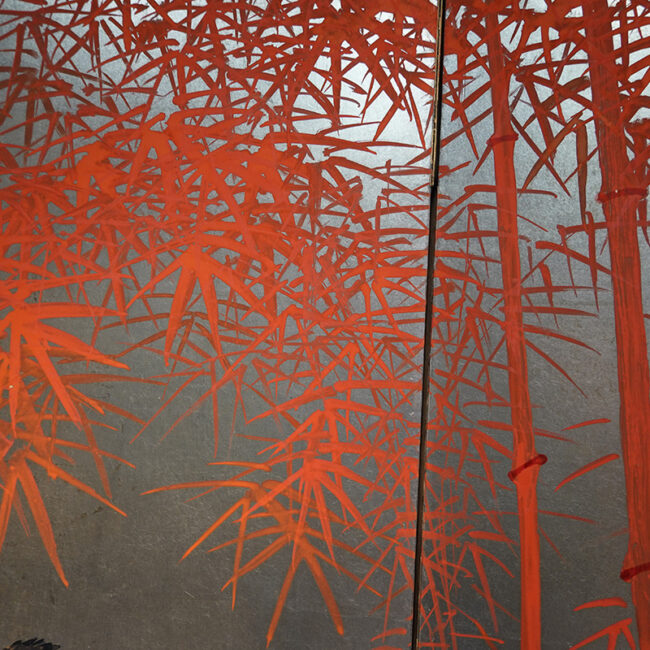 Red Bamboo, Japanese Screen Pair from Taisho Year 13, 1925 – G&K Collection