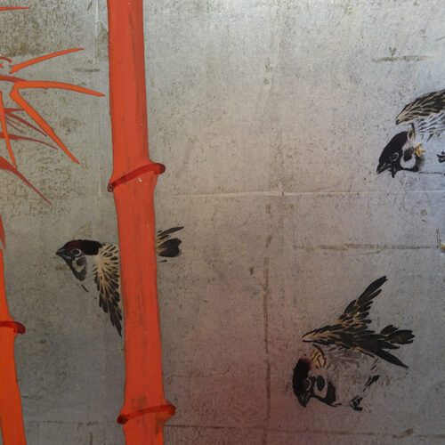 Red Bamboo, Japanese Screen Pair from Taisho Year 13, 1925 – G&K Collection